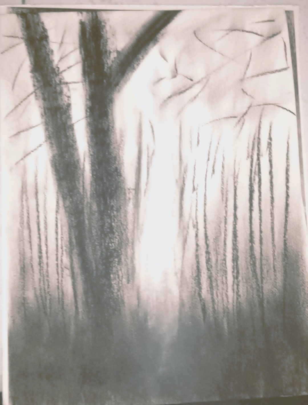 Forest Path Charcoal Drawing, Creepy Line Art, Original Horror Wall Art ...
