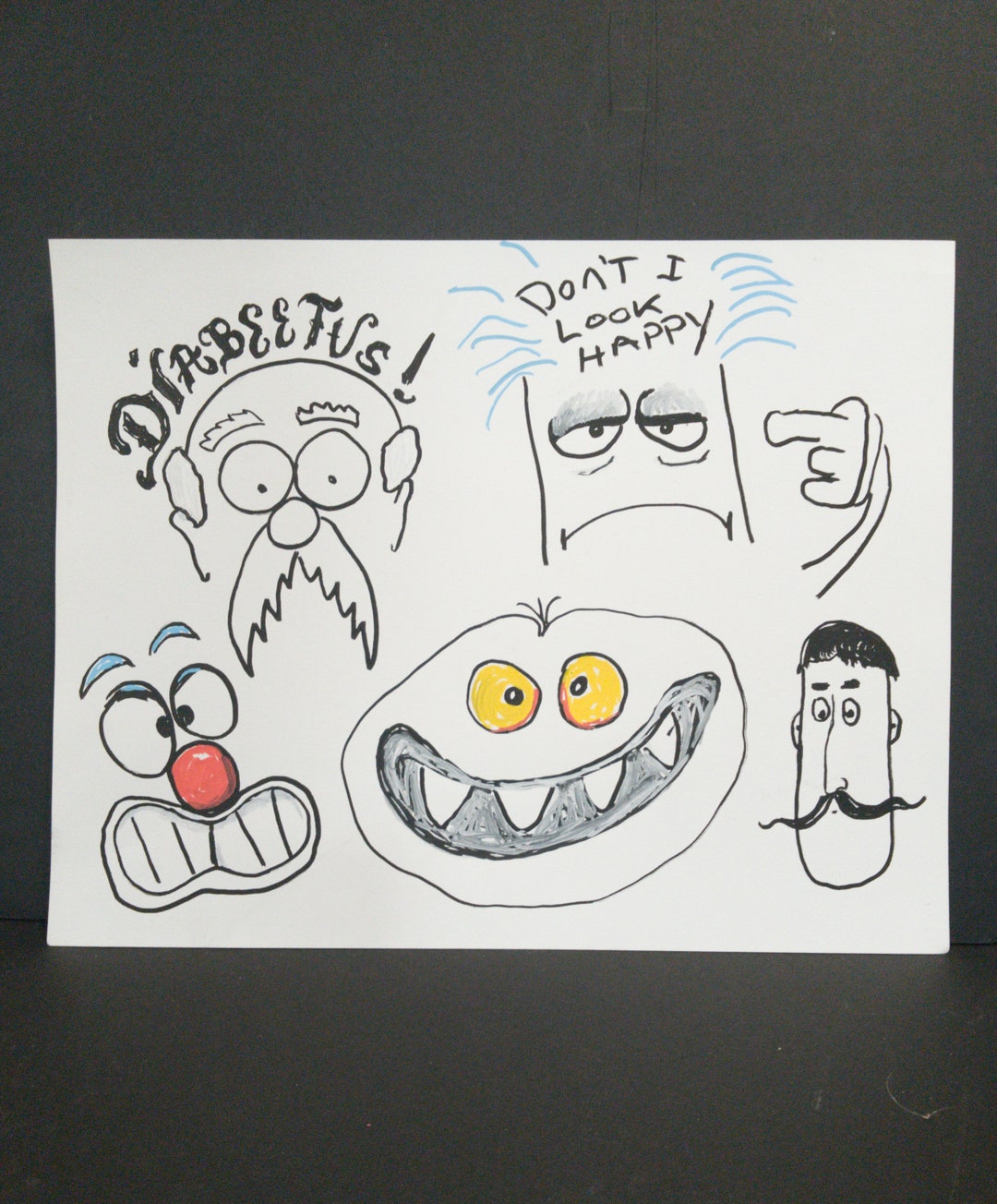 Funny Mustache Men Face Doodles, Marker Painting Face Line Art, Goofy ...