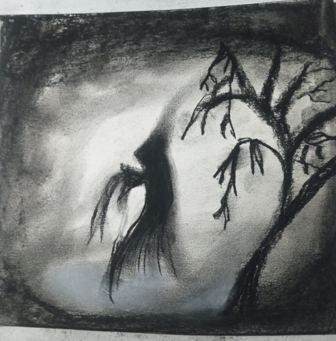 Ashes Charcoal Drawing, Creepy Line Art, Original Horror Wall Art - Etsy