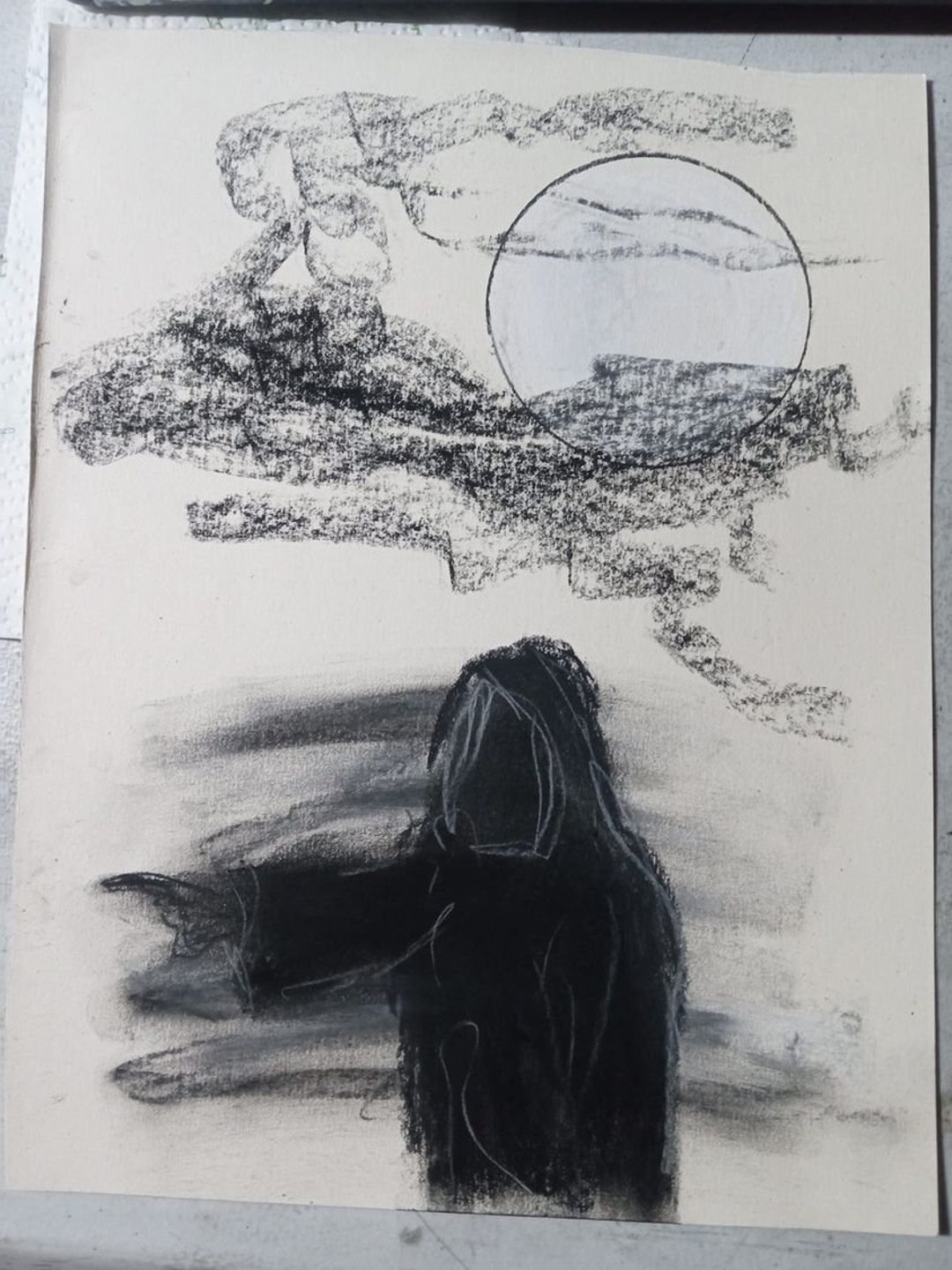 Next Charcoal Drawing, Creepy Line Art, Original Horror Wall Art - Etsy