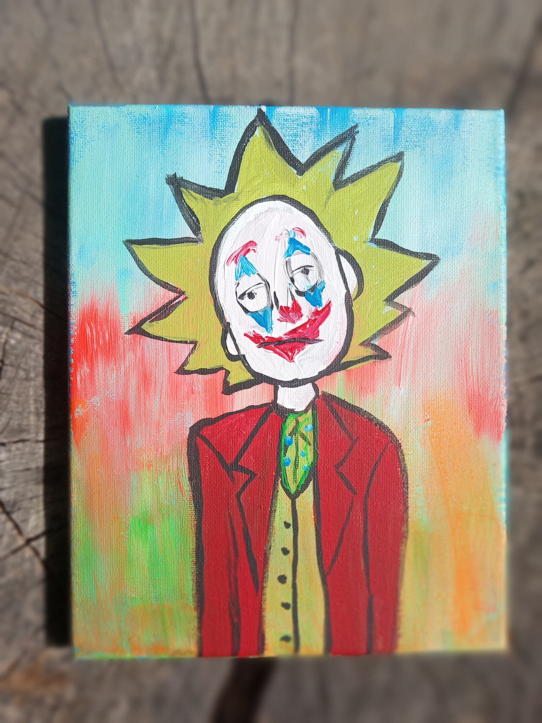 Joker Rick as the Joker Canvas Painting Weed Wall Art - Etsy