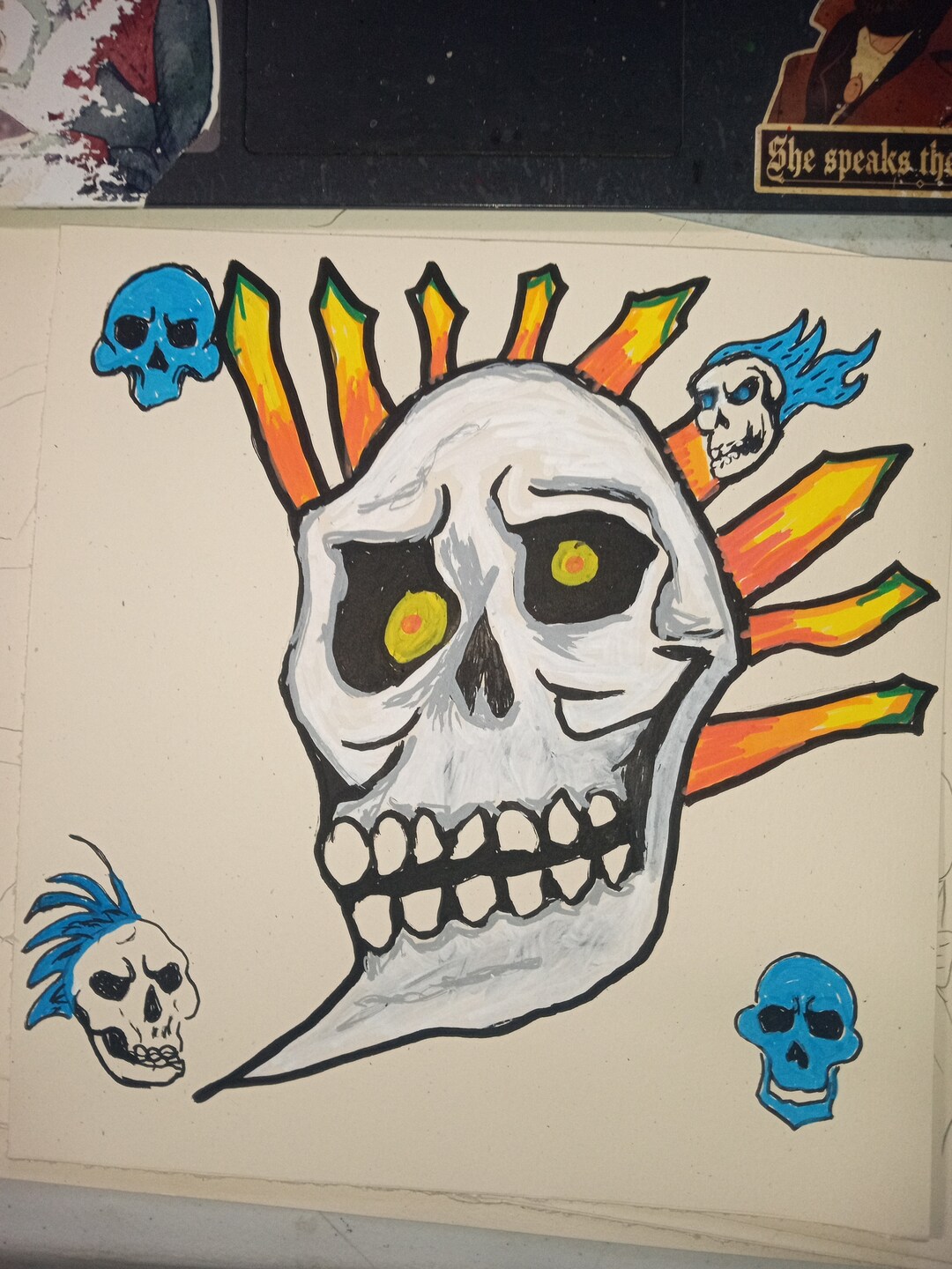 Original Weird Skulls Marker Painting Drawing, One-of-a-kind Posca Line ...