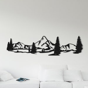 Large Size Tall Mountain and Forest Wall Art, Nature Themed Metal Wall ...