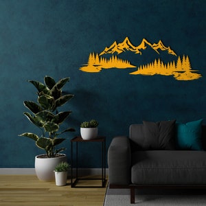 Mountain and Forest Metal Wall Art, Hill and Trees Metal Wall Decor ...