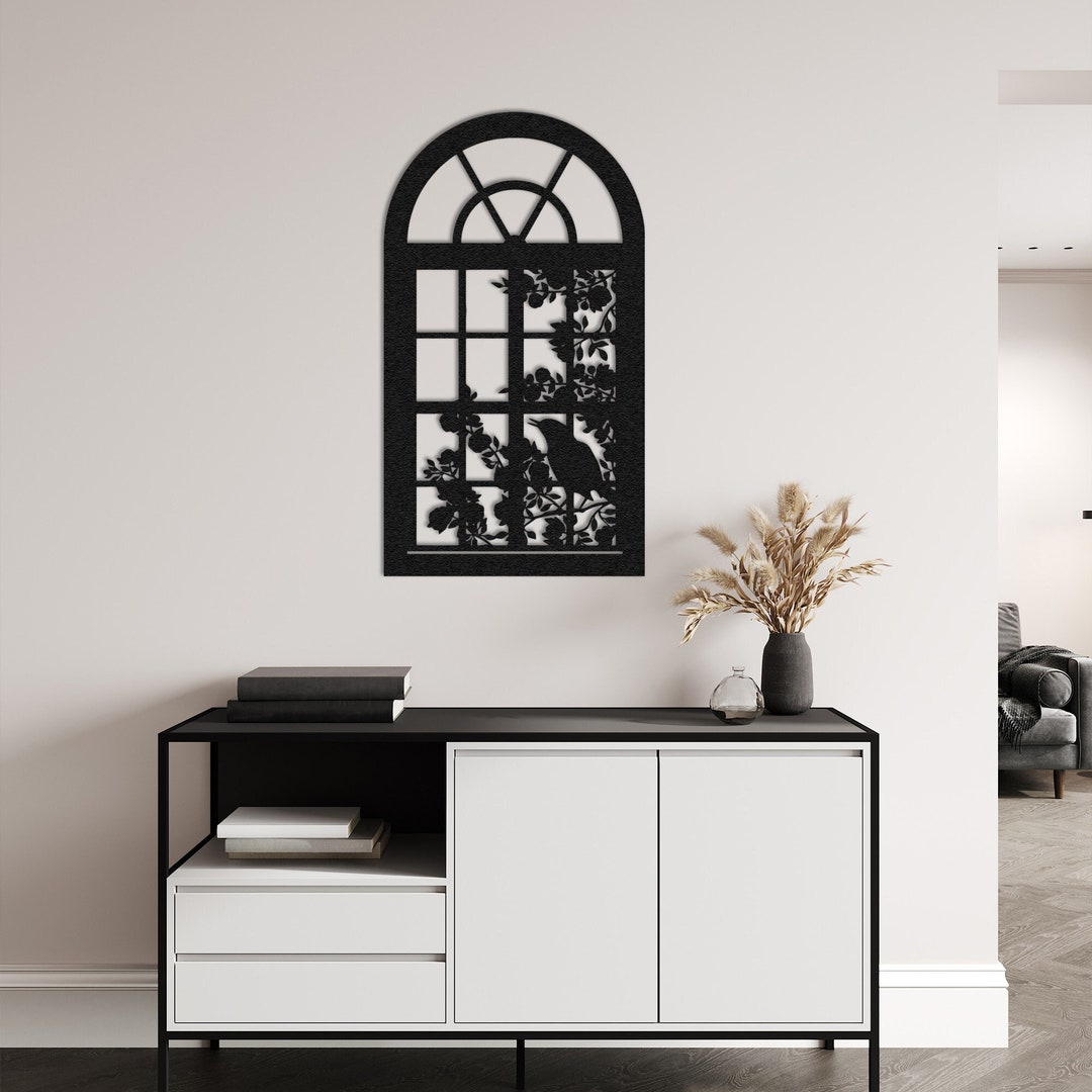 Window Metal Wall Decor, Large Wall Art, Modern Design, Nature Themed ...