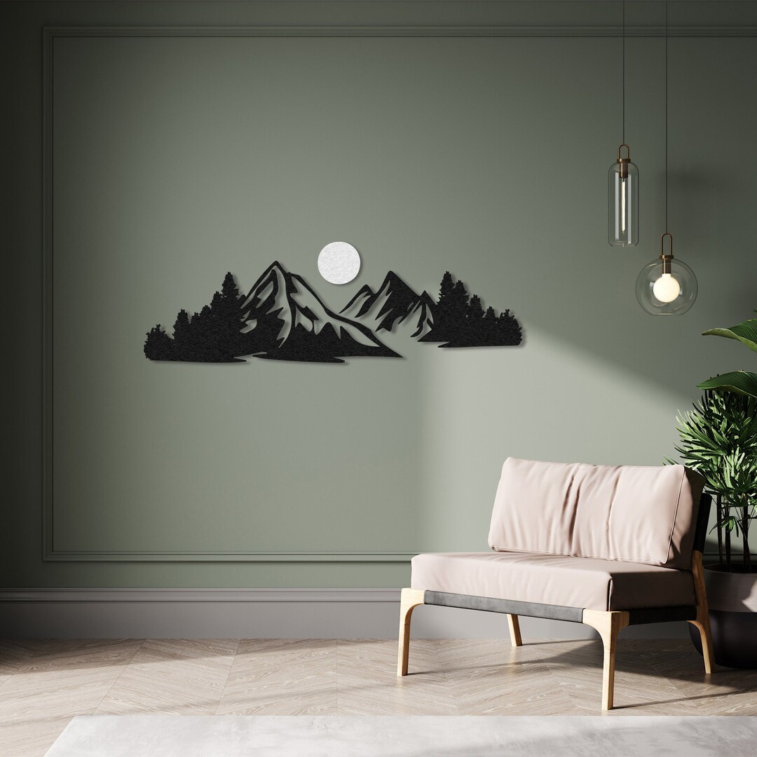 Mountain Forest Metal Wall Sign, Yard Mountain Range View, Outdoor ...