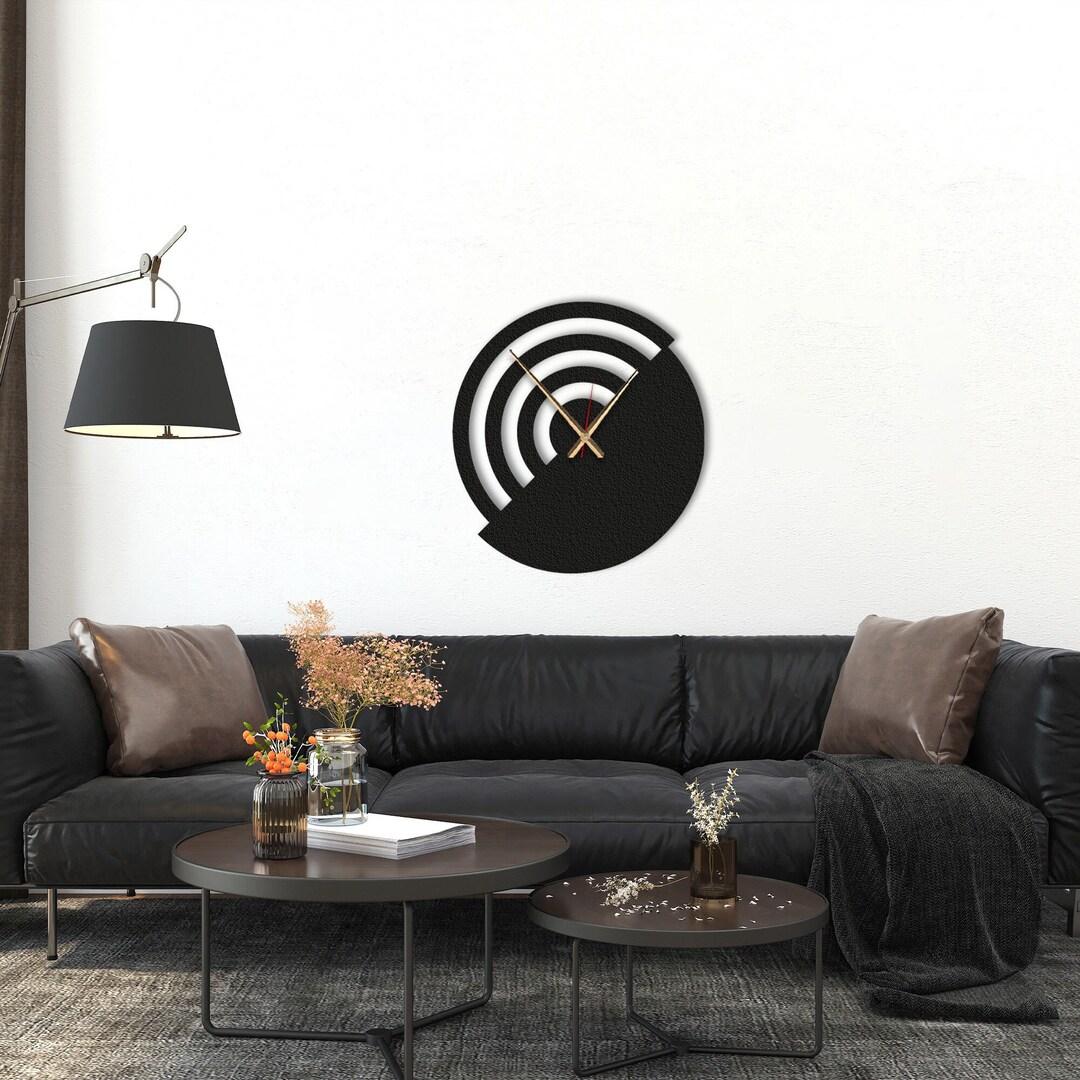 Modern Extra Large Metal Wall Clock Decor, Black Minimalist Oversized ...