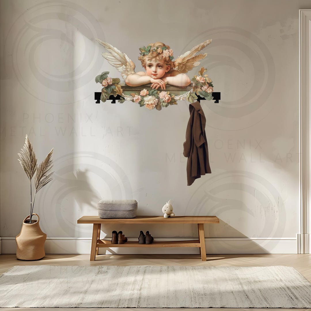 Floral Cupid Metal Clothes Hanger: Greek Mythology Wall Decor - Etsy