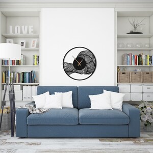 Line Art Wave Metal Wall Clock, Unique Silent Extra Large Metal Clock ...