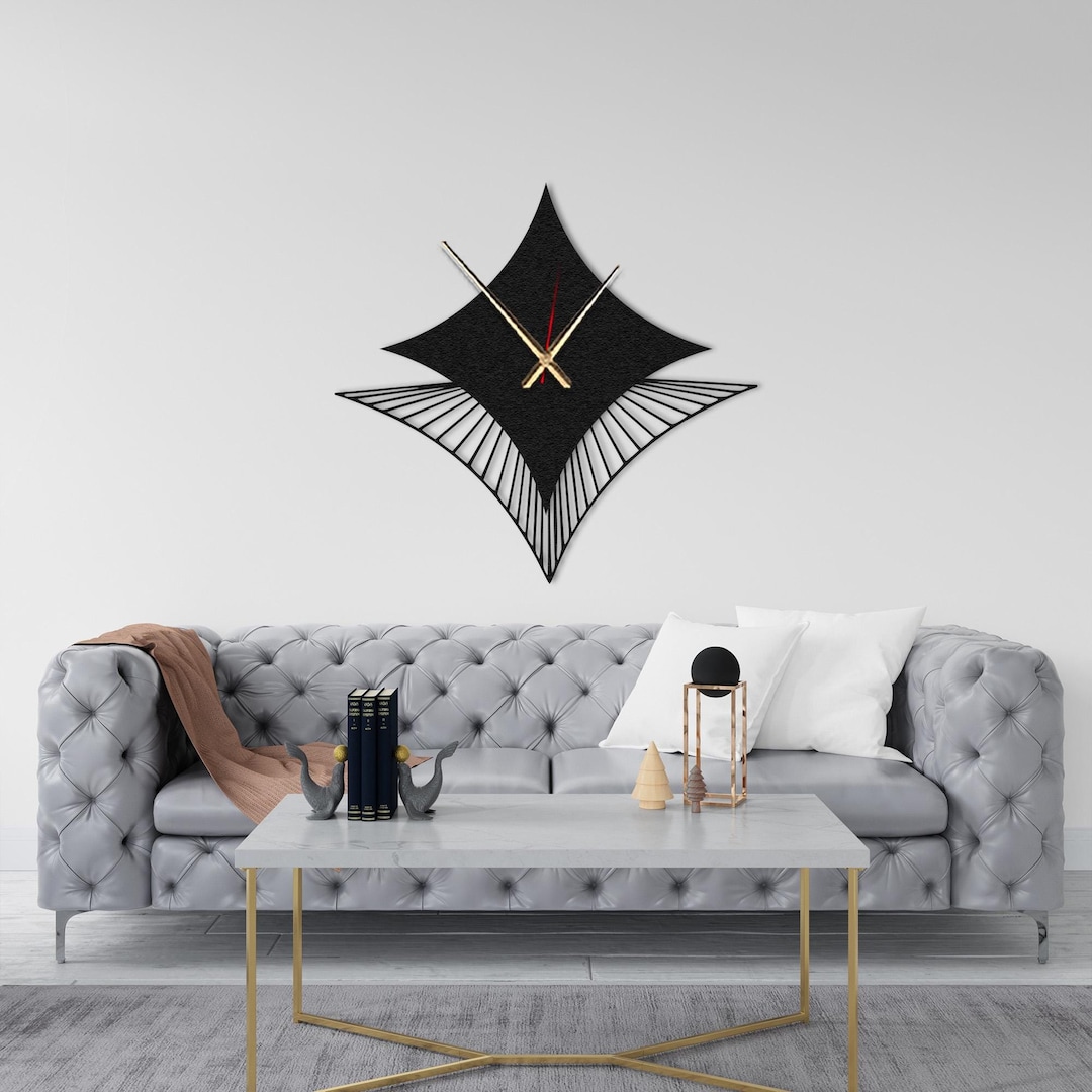 Modern Geometric Metal Wall Clock, Oversized Abstract Design Wall Clock ...