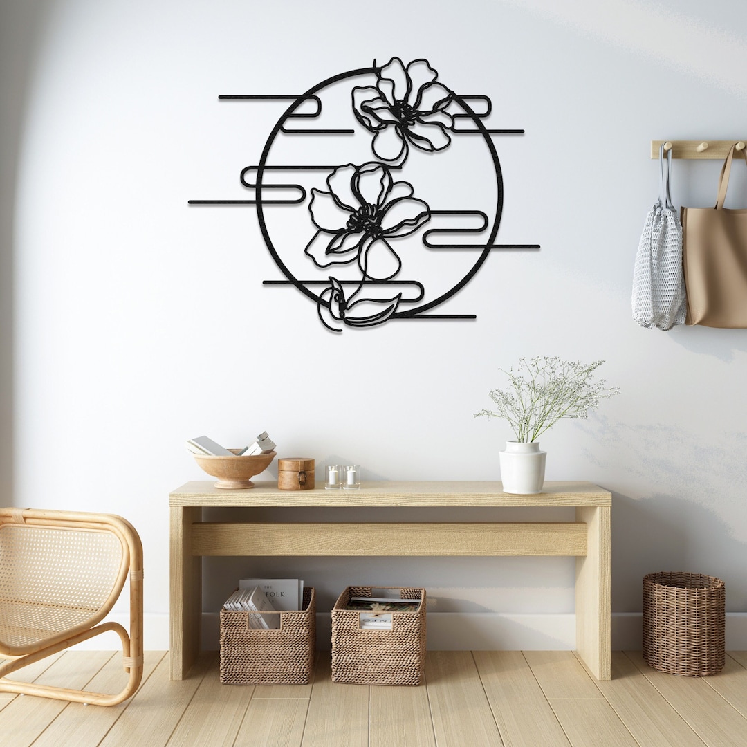 Modern Floral Metal Wall Decor, Flower Wall Sign, Unique Home Art, Gift ...