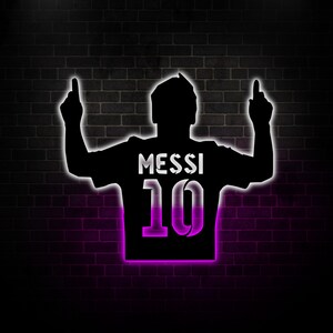 Lionel Messi Led Metal Wall Sign, Messi Led Lighted Wall Decor, Messi ...