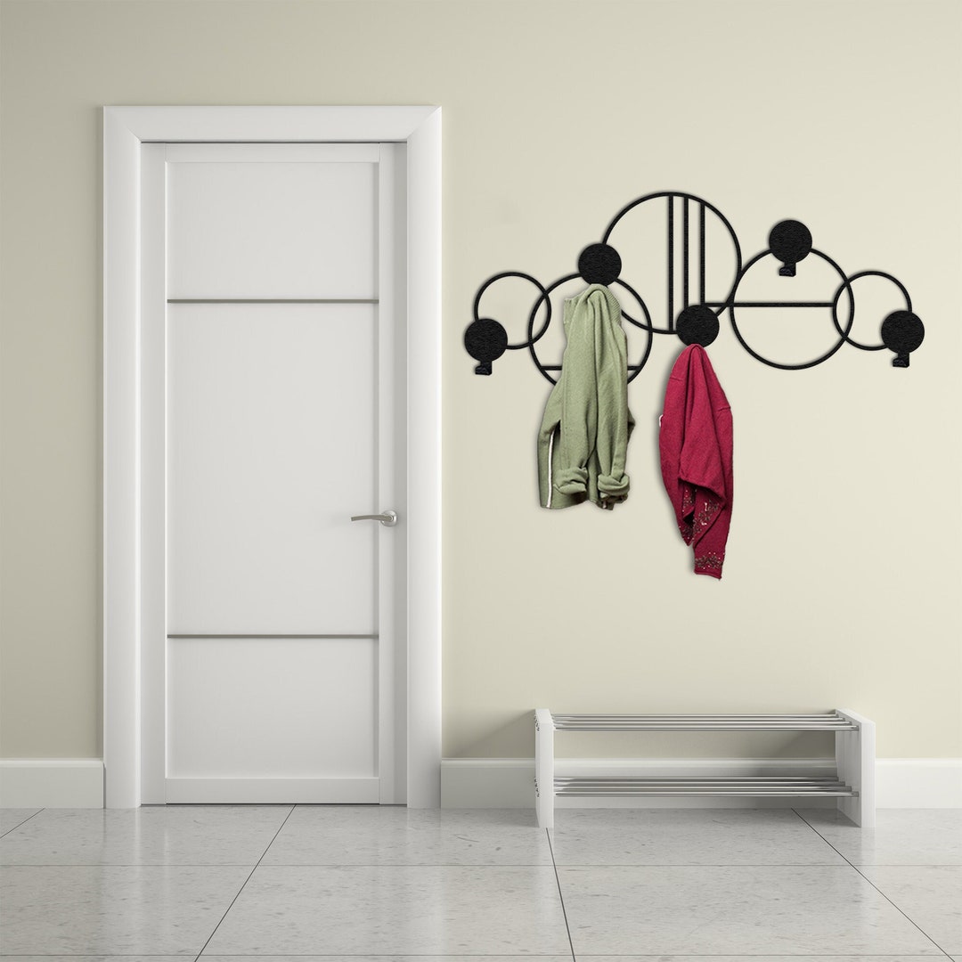 Modern Abstract Design Wall Hanger, Metal Wall Hooks, Modern Entryway ...
