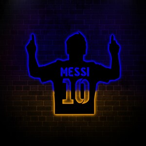 Lionel Messi Led Metal Wall Sign, Messi Led Lighted Wall Decor, Messi ...