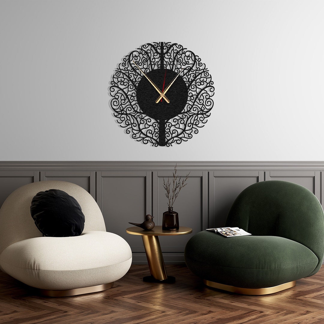 Twisted Tree Wall Clock, Aesthetic Silent Large Metal Clock, Farmhouse ...