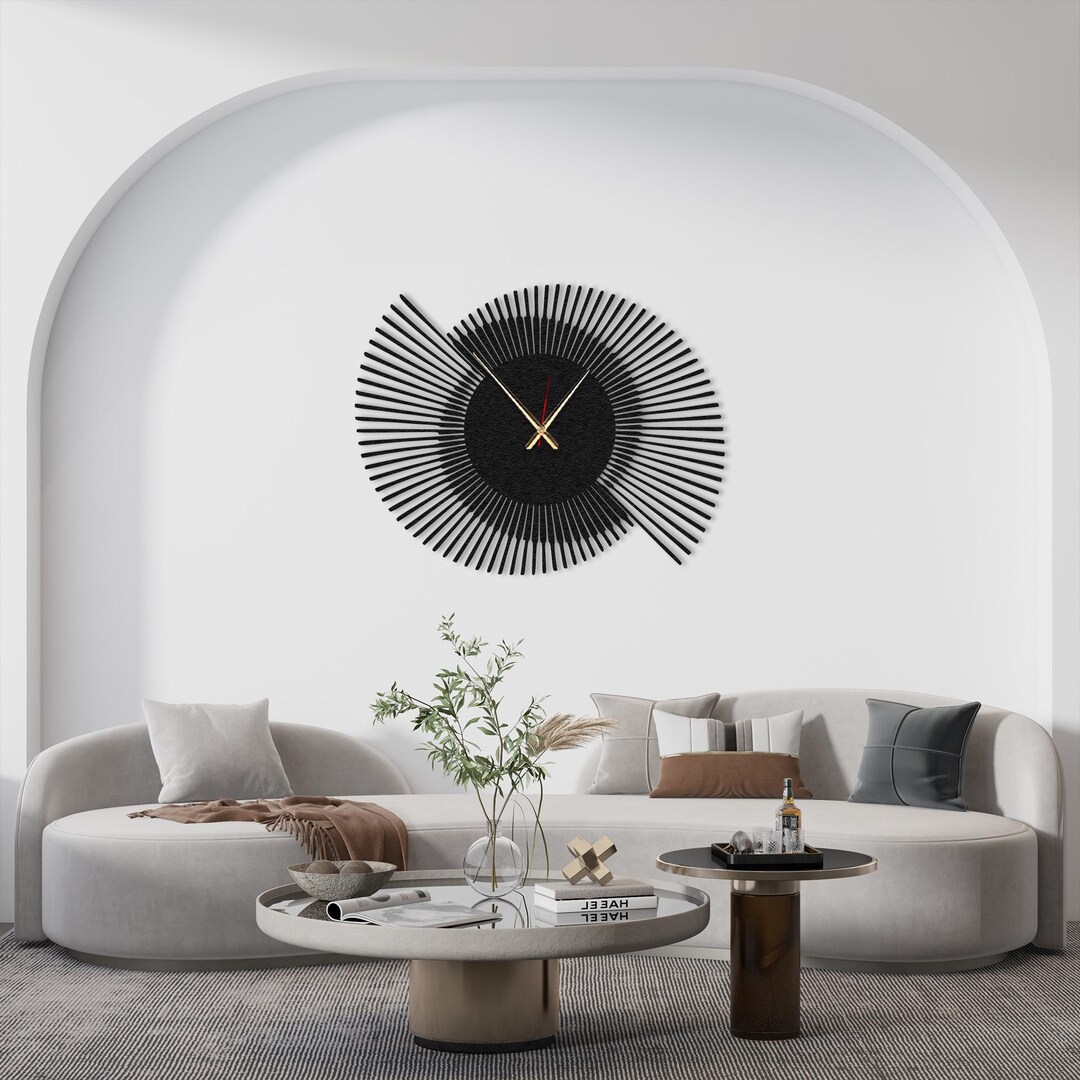 Cross Lines Wall Clock, Oversized Metal Wall Clock, Modern Silent Metal ...