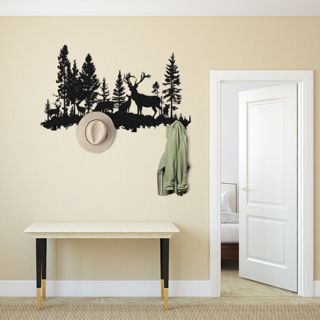 Deer Decor Extra Large Coat Rack Wall Hanger, Metal Wall Rifle Hooks ...