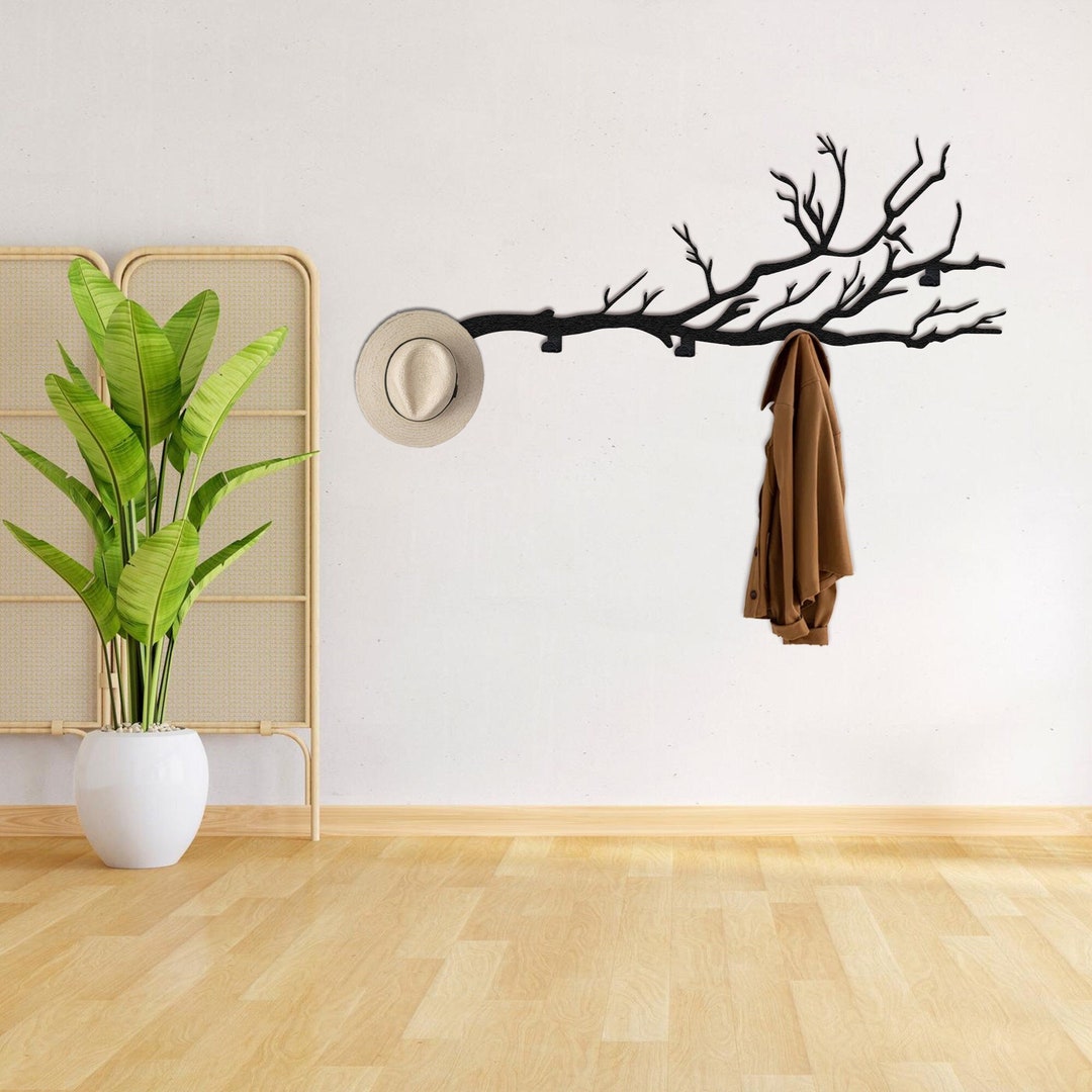 EXTRA LARGE Tree Branch Coat Rack Wall Hanger, Entry Organizer, Metal ...