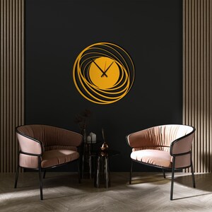 Abstract Metal Wall Clock, Oversized Wall Clock, Modern Silent Black ...