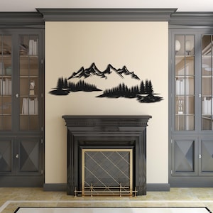 Mountain and Forest Metal Wall Art, Hill and Trees Metal Wall Decor ...