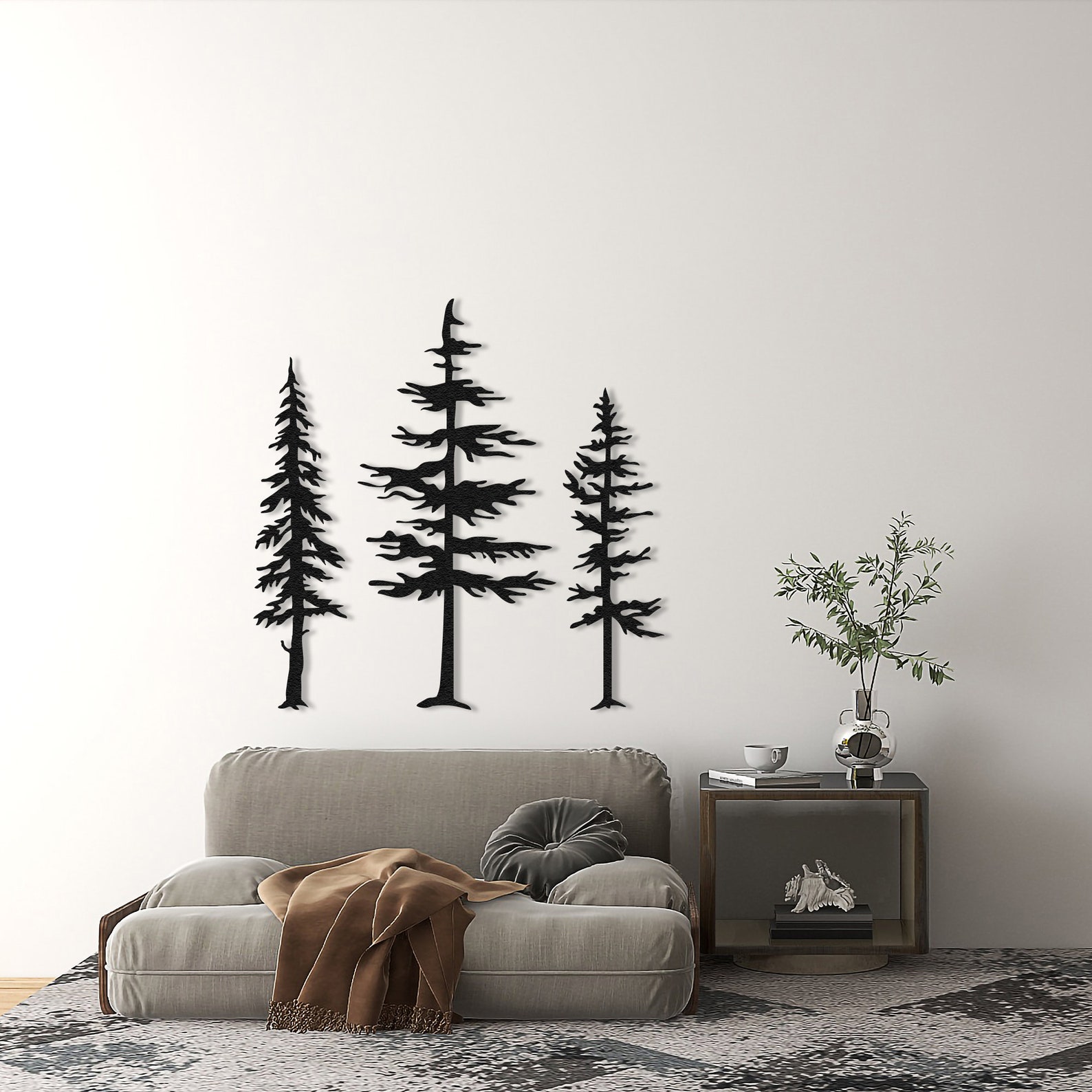 Set of 3 Pine Tree Metal Wall Art Metal Tree Wall Decor - Etsy Canada