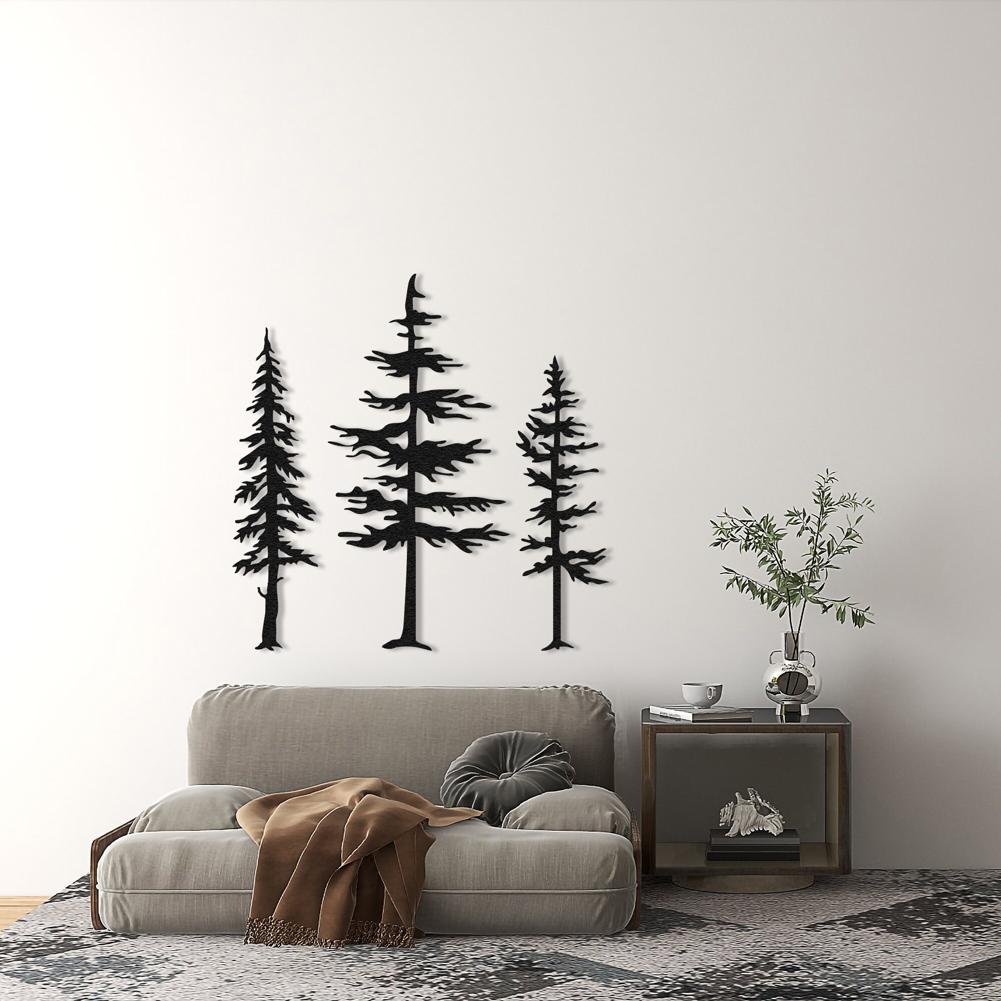 Set of 3 Pine Tree Metal Wall Art Metal Tree Wall Decor - Etsy Canada