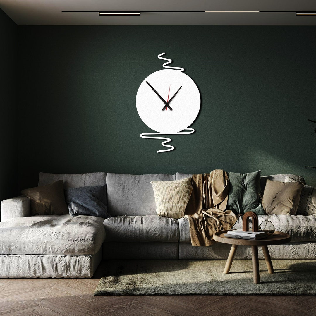 Wavy Round Metal Wall Clock, Extra Large Wall Clock, Abstract Modern ...