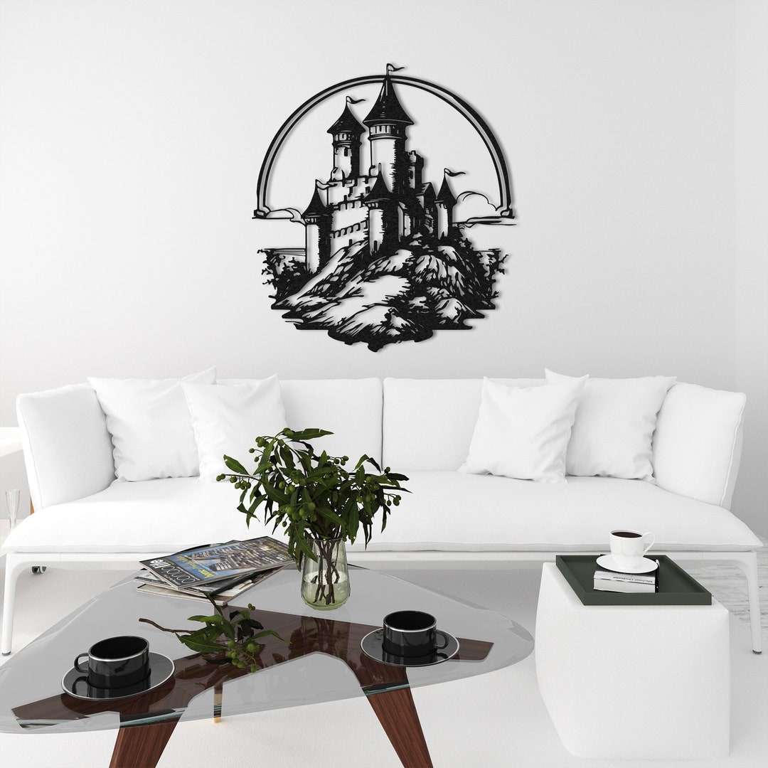 Castle Metal Wall Art, Chateau Metal Wall Decor, Metal Wall Sculpture ...