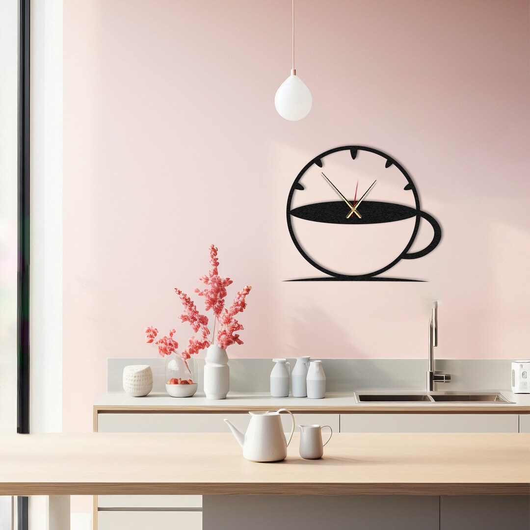 Cup Shadow Metal Kitchen Wall Clock, Modern Extra Large Wall Clock ...