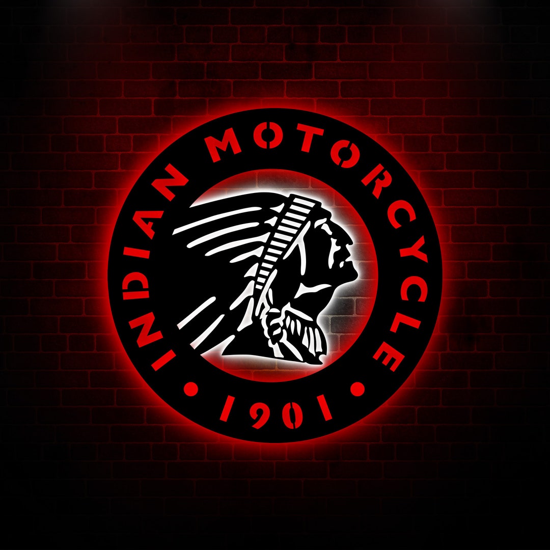 Indian Motorcycle Led Metal Wall Sign, Indian Motorcycle V2 Led Light ...
