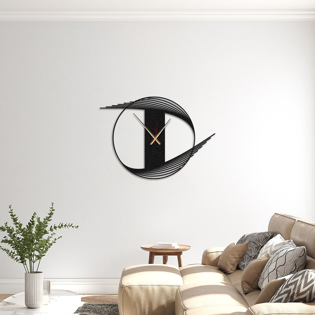 Modern Spiral Wall Clock, Black Minimalist Large Metal Art, Unique ...