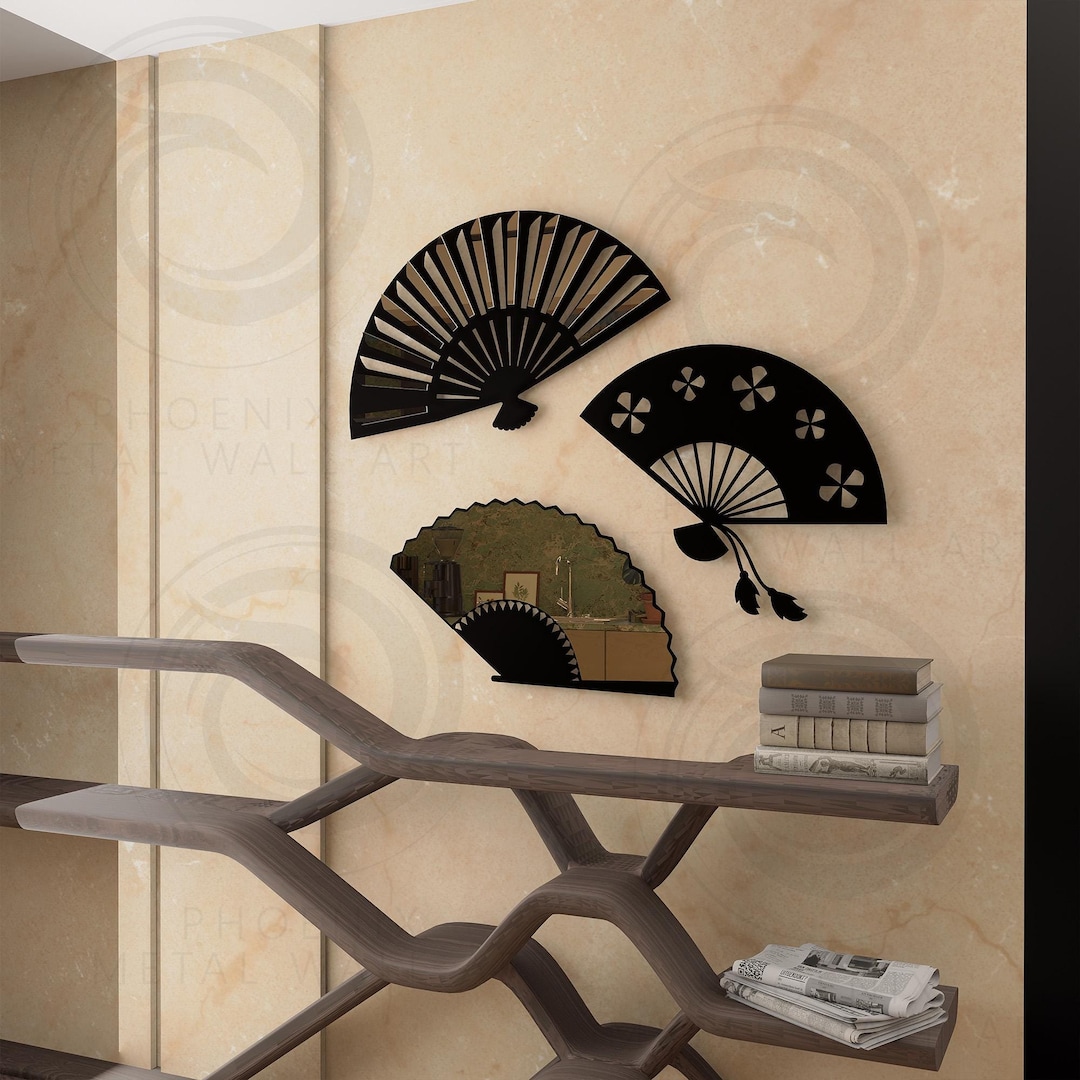 Metal Fan Wall Decor Set: Boho Chic Plexiglass Accent - Etsy