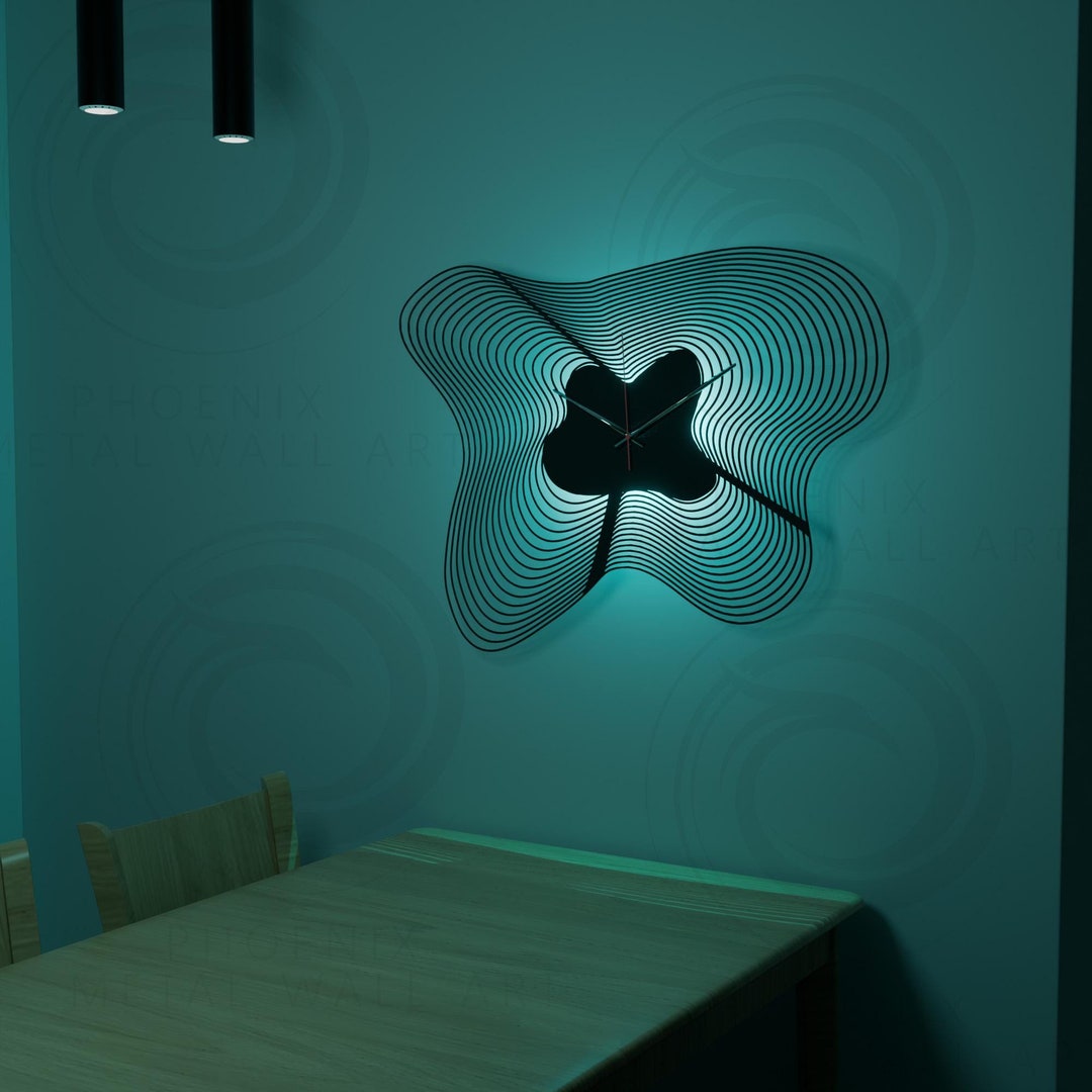 Complex Lines Metal LED Wall Clock, Oversized Wall Clock, Abstract ...