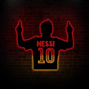 Lionel Messi Led Metal Wall Sign, Messi Led Lighted Wall Decor, Messi ...