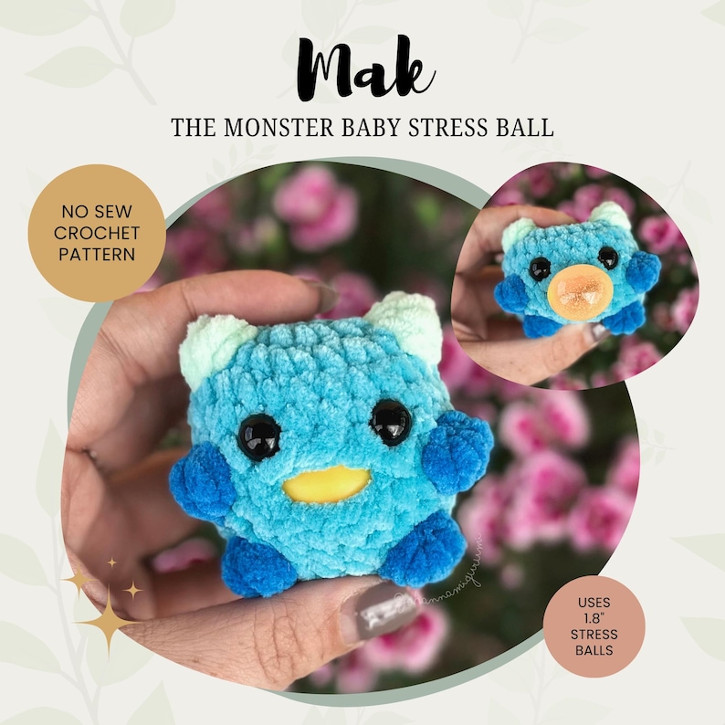 CROCHET PATTERN - Mak the Monster Baby | No Sew | Amigurumi Crochet ...