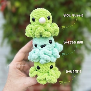 CROCHET PATTERN Stress Ball Bundle Bundle - Octopus, Frog, Ghost ...