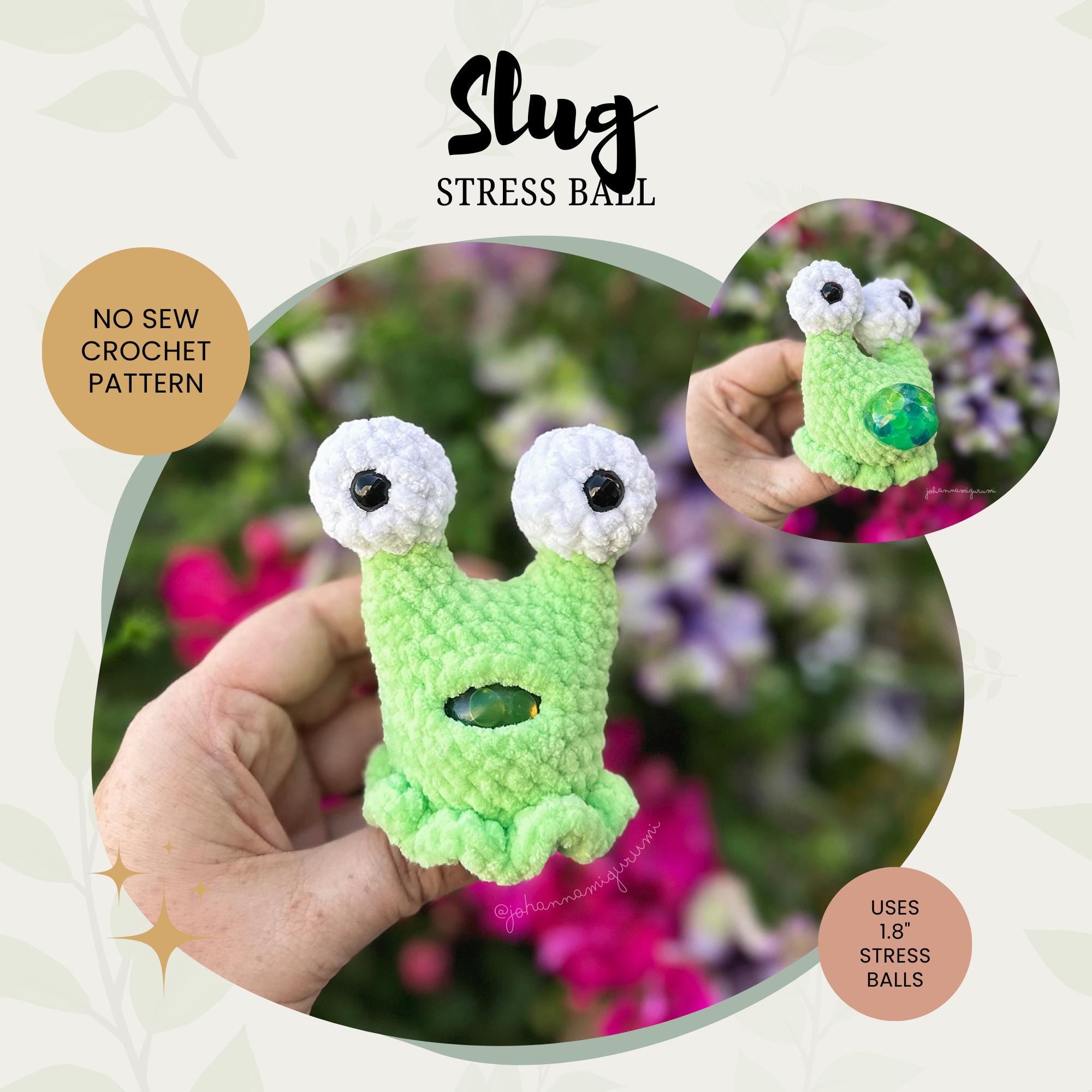 CROCHET PATTERN - Slug Stress Ball | No Sew | Amigurumi Crochet Squeeze ...