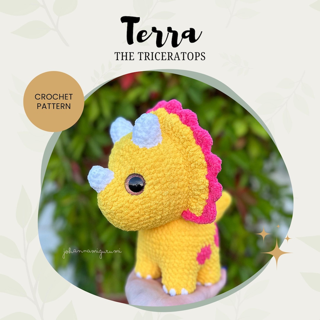 CROCHET PATTERN - Terra the Triceratops | Amigurumi Crochet Dinosaur ...