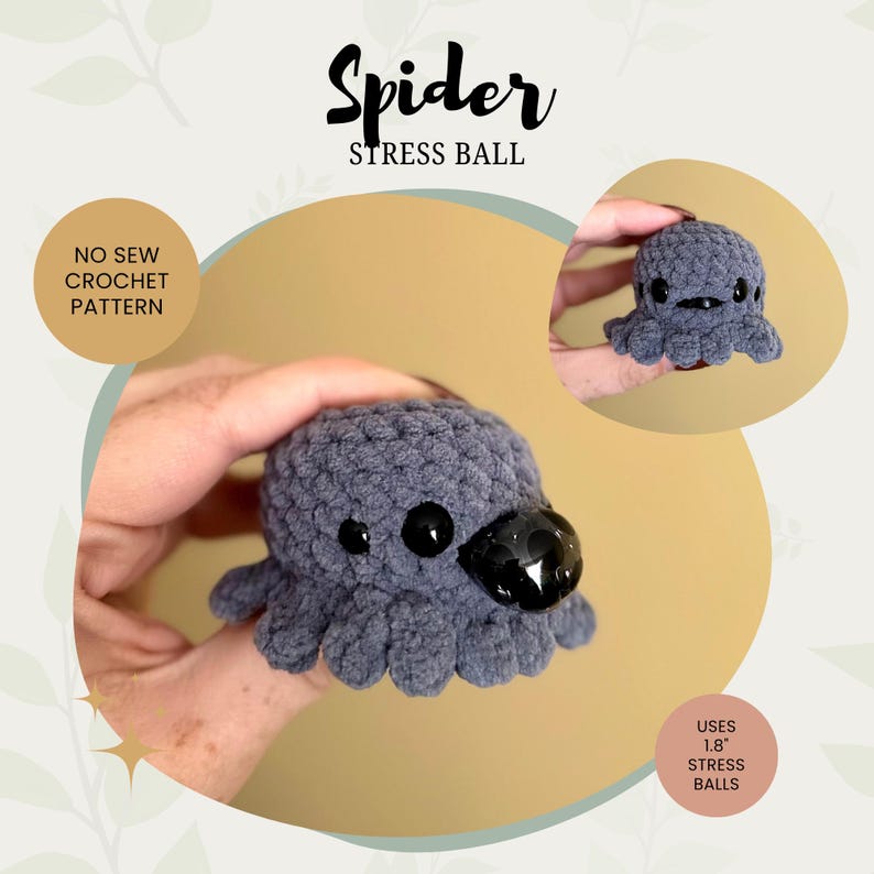 CROCHET PATTERN - Spider Stress Ball | No Sew | Amigurumi Crochet ...