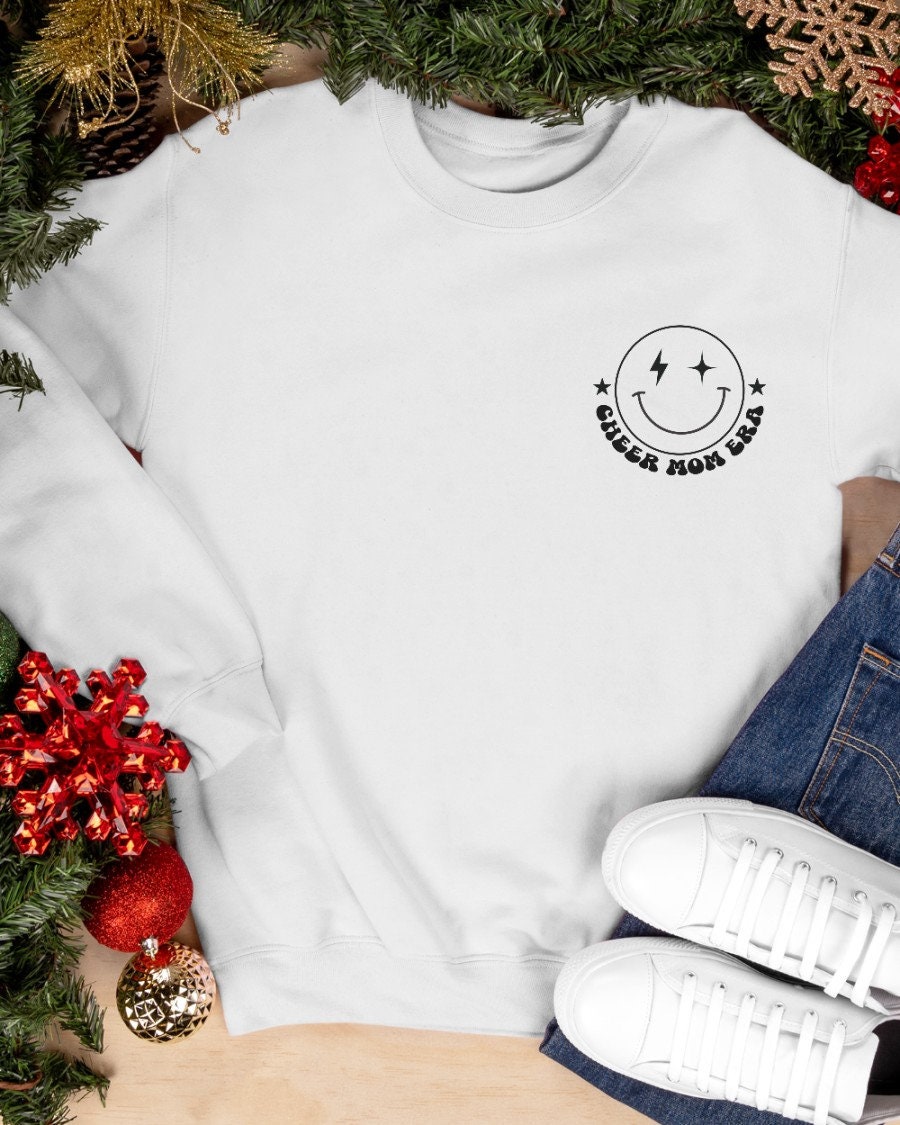 Cheer Mom Era Smiley Pocket Design: Celebrate Your Cheerleading Spirit ...