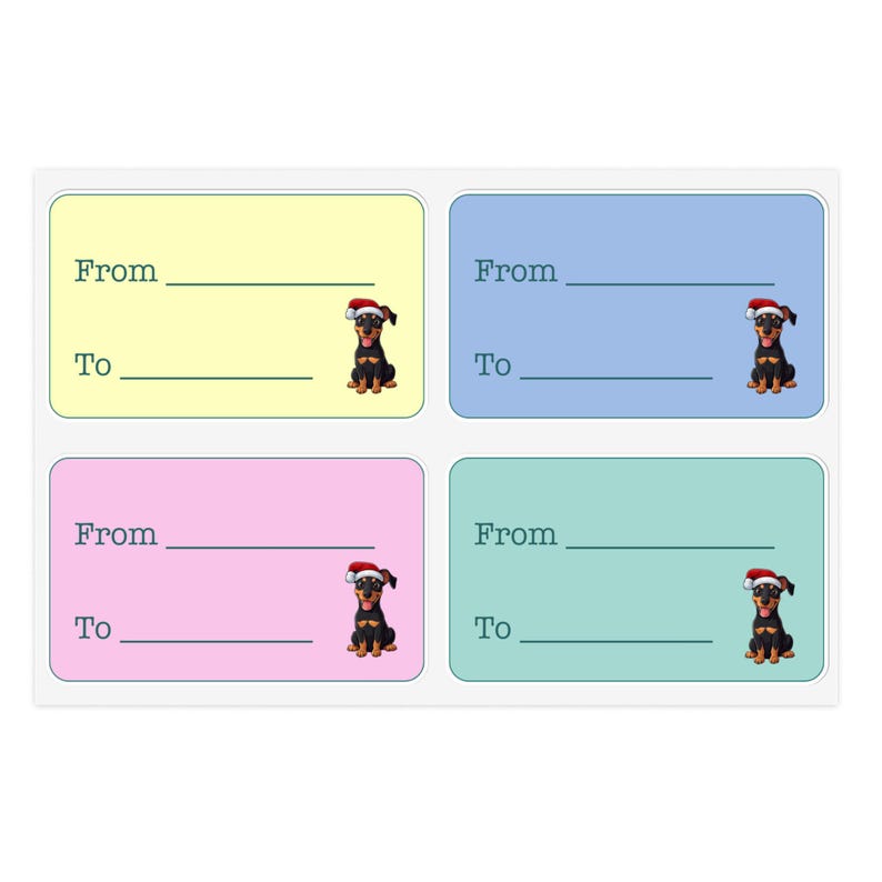 Doberman Christmas Gift Stickers Sheet for Dog Lovers, Christmas Dog ...