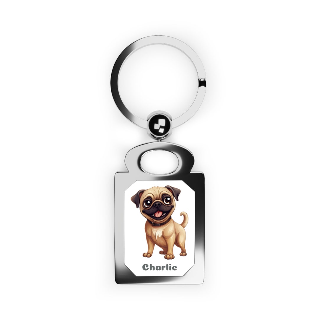 Personalized Pug Keychain Gift for Dog Lover Keyring Pug Gift for Dog ...