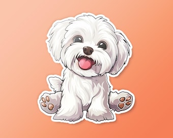 Cute Maltese Dog Stickers Pack of 5 Kawaii Maltese Dog Vinyl Laptop ...
