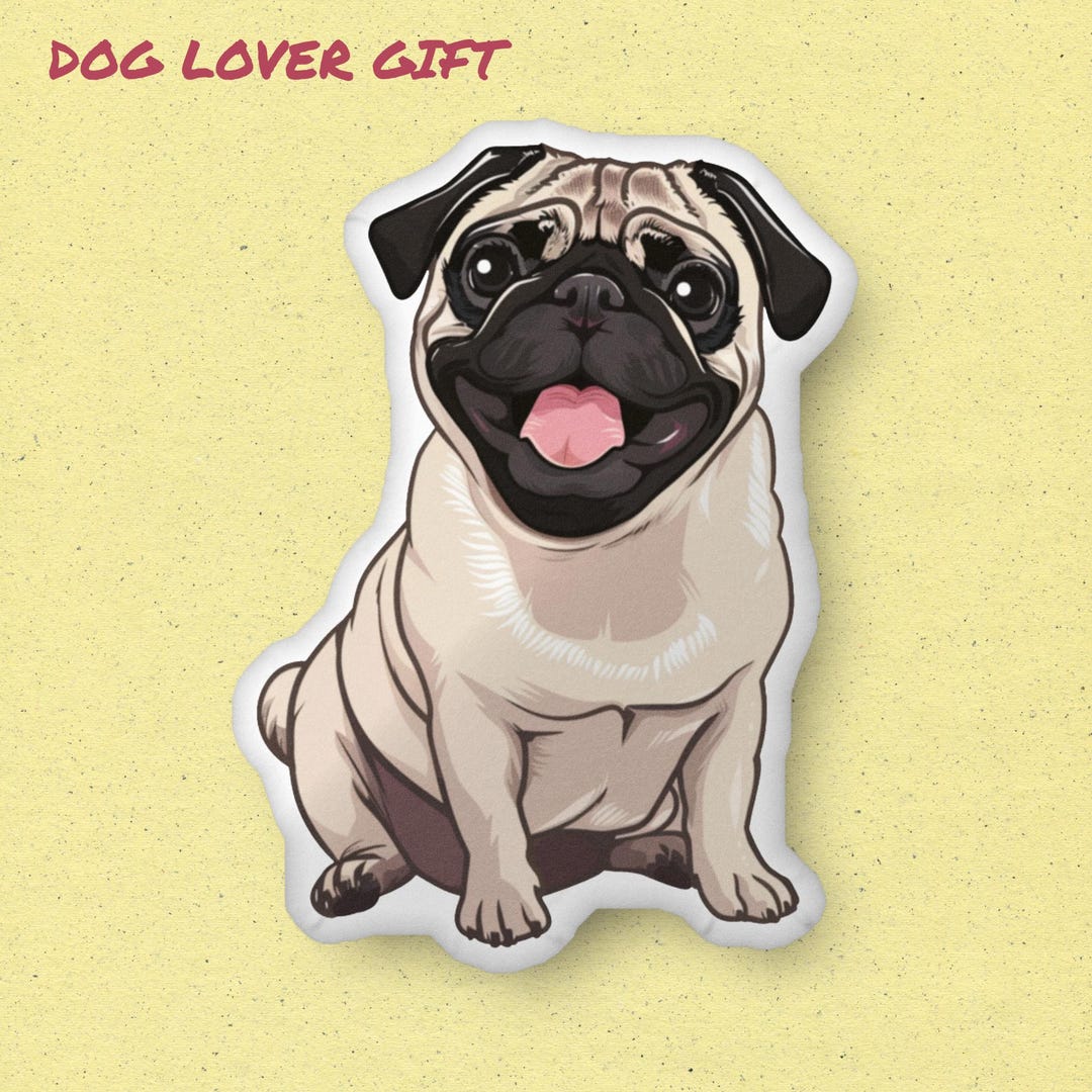 Pug Shaped Pillow | Custom Dog Shape Cushion | Unique Gift for Dog ...