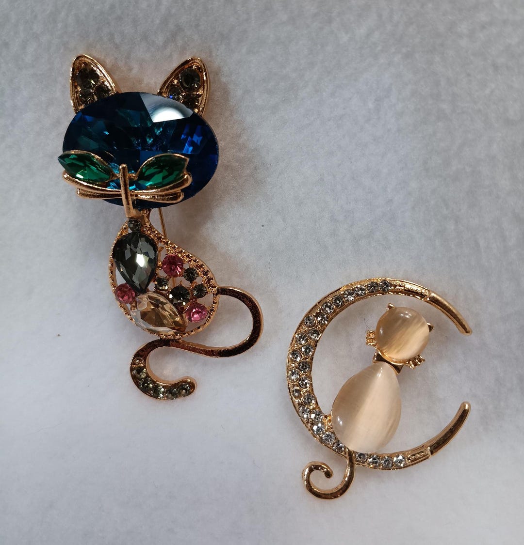 Rhinestone Cat Brooch Assortment of 2 - Etsy