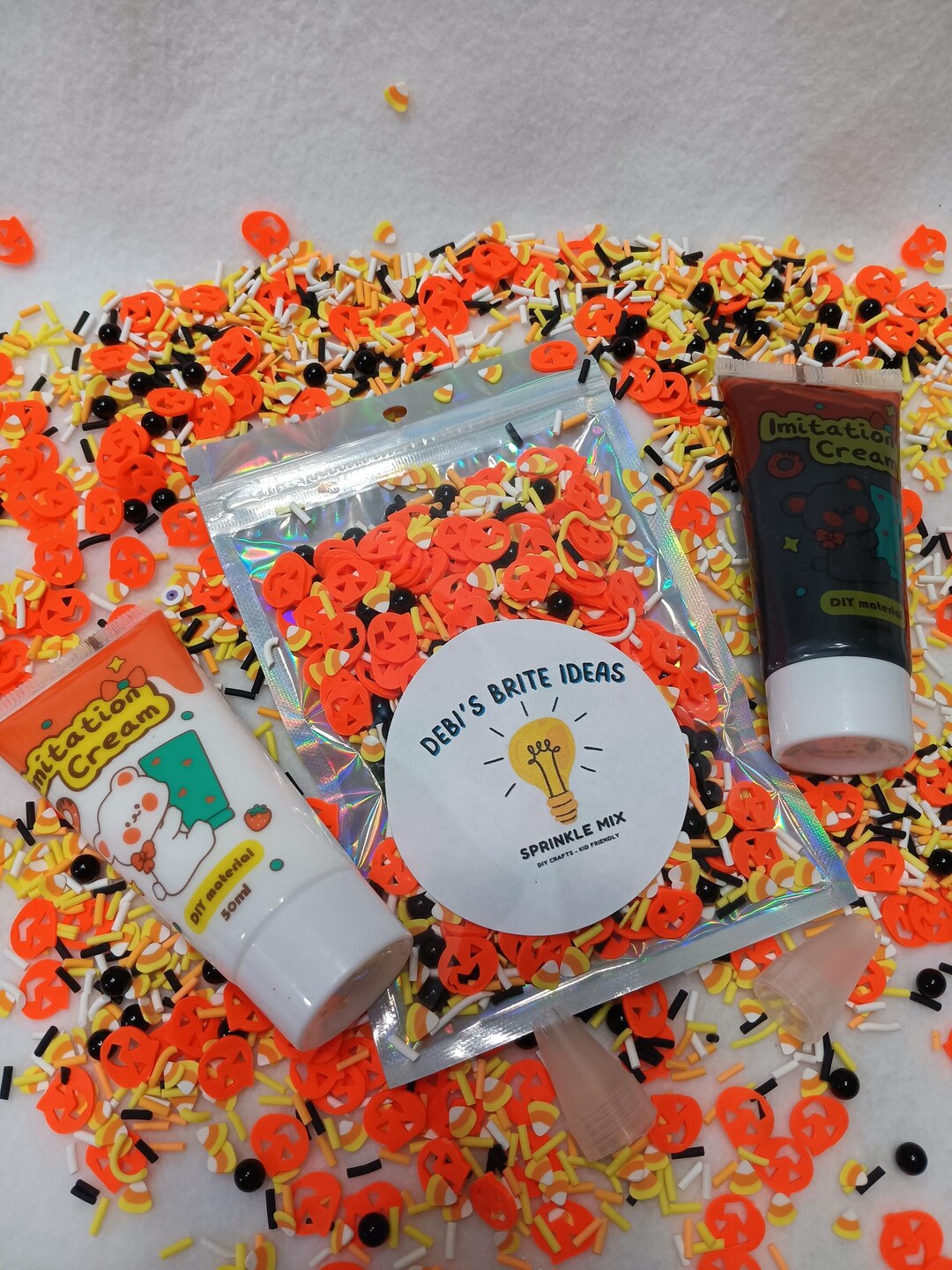 Halloween Sprinkle Mix 80G Orange Yellow Black & White Kit With Black ...