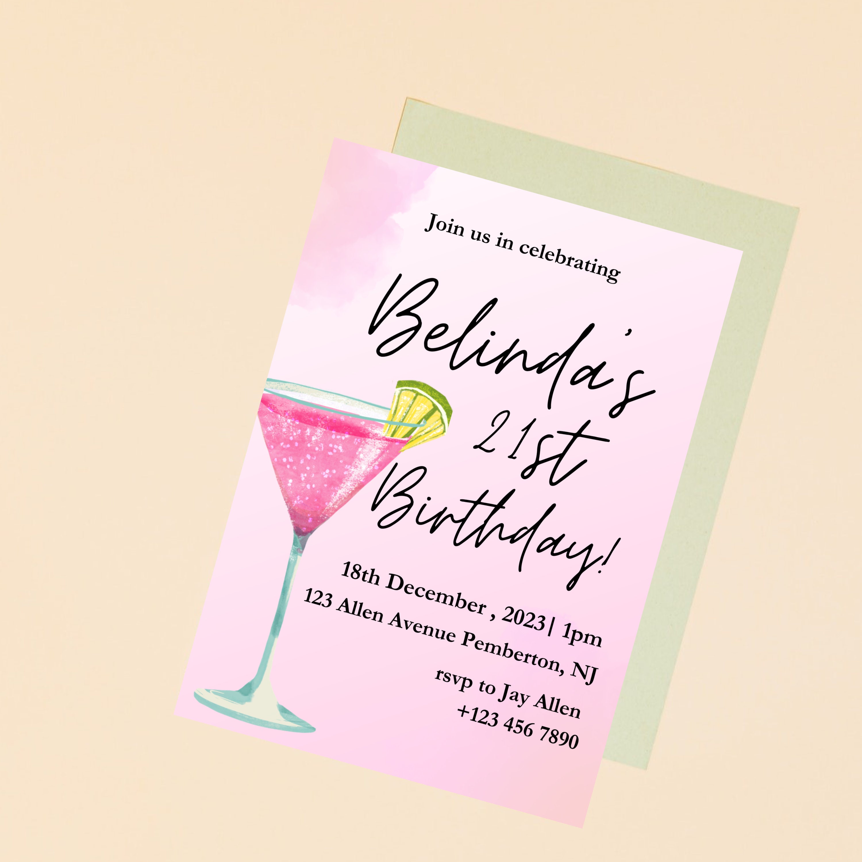 Pink Theme Birthday Invitation, Pink Birthday Printable, Pink Birthday ...