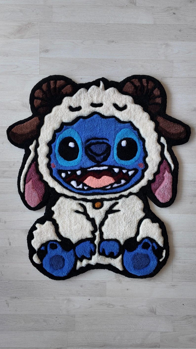 Stitch Tufted Rug: Acrylic Cartoon Accent Rug - Kids Room Decor - Etsy