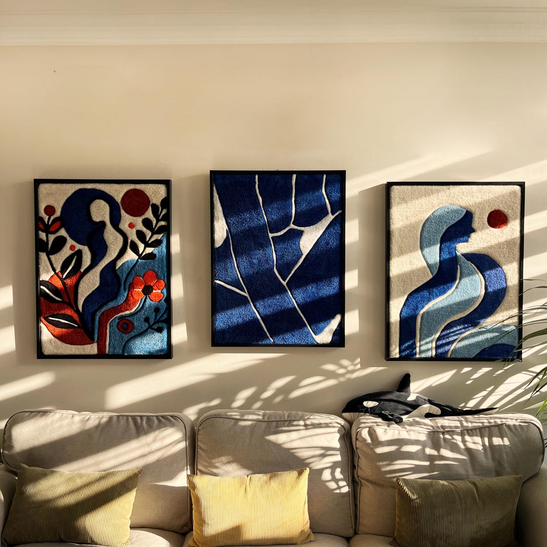 Tufted Wall Decor for Living Spaces - Unique Hand-tufted Art - Woman ...