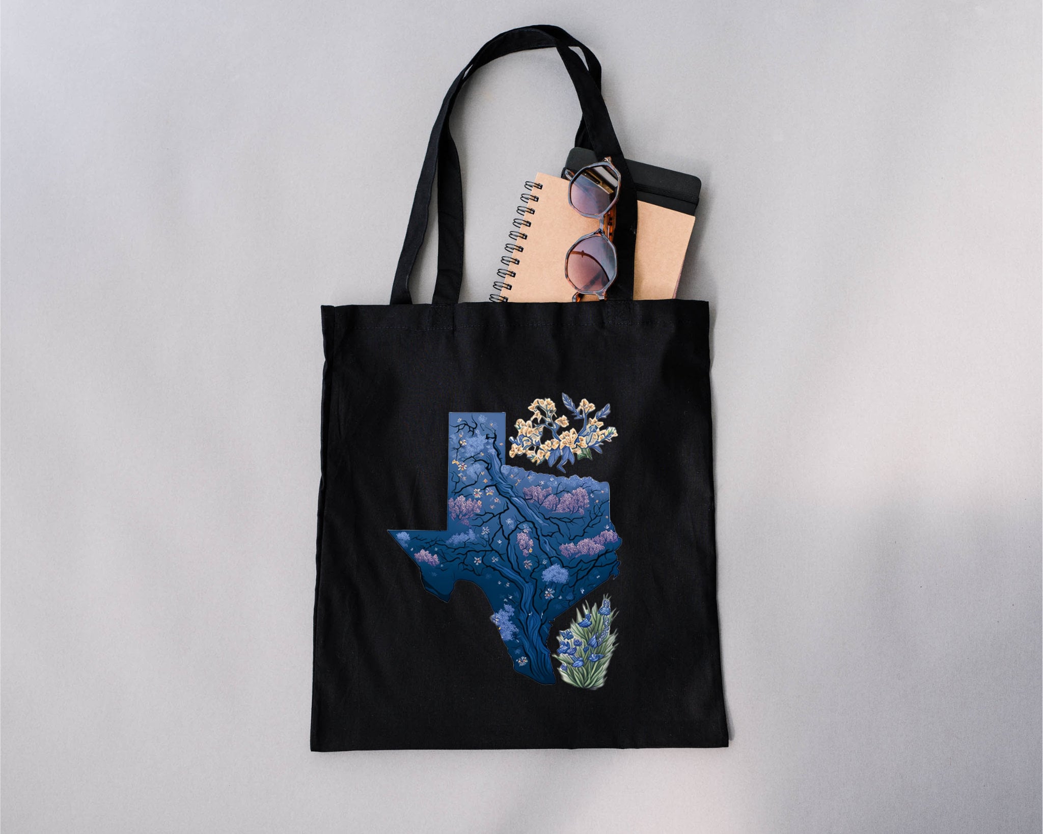 Texas Wildflowers Tote Bag, Texas Map Bag, Texas Map Silhouette Bag ...